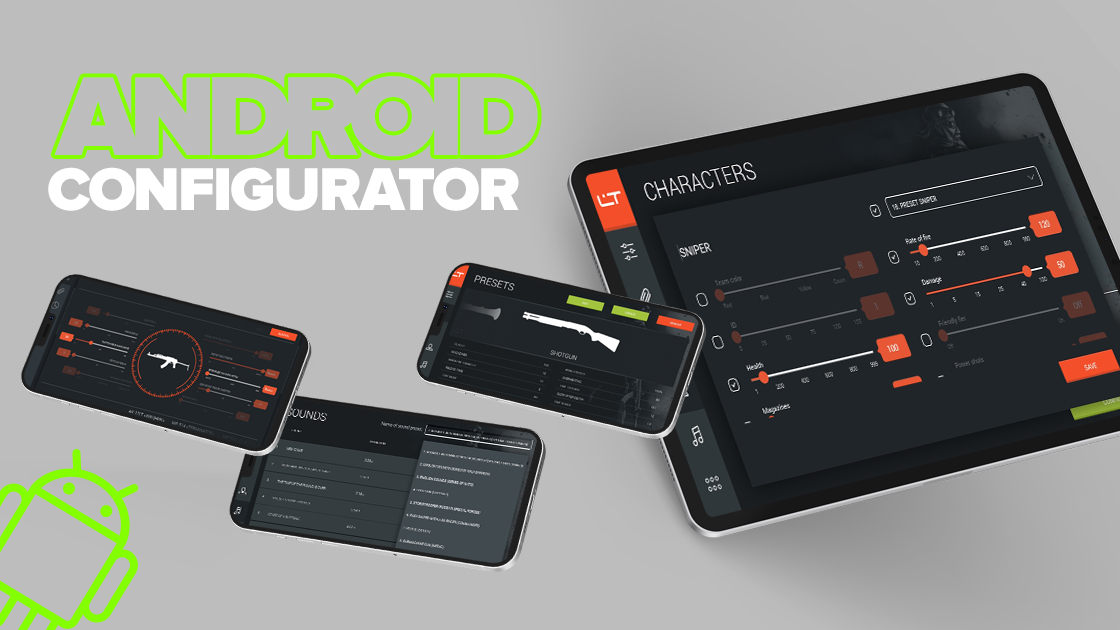 Android configurator for laser tag equipment